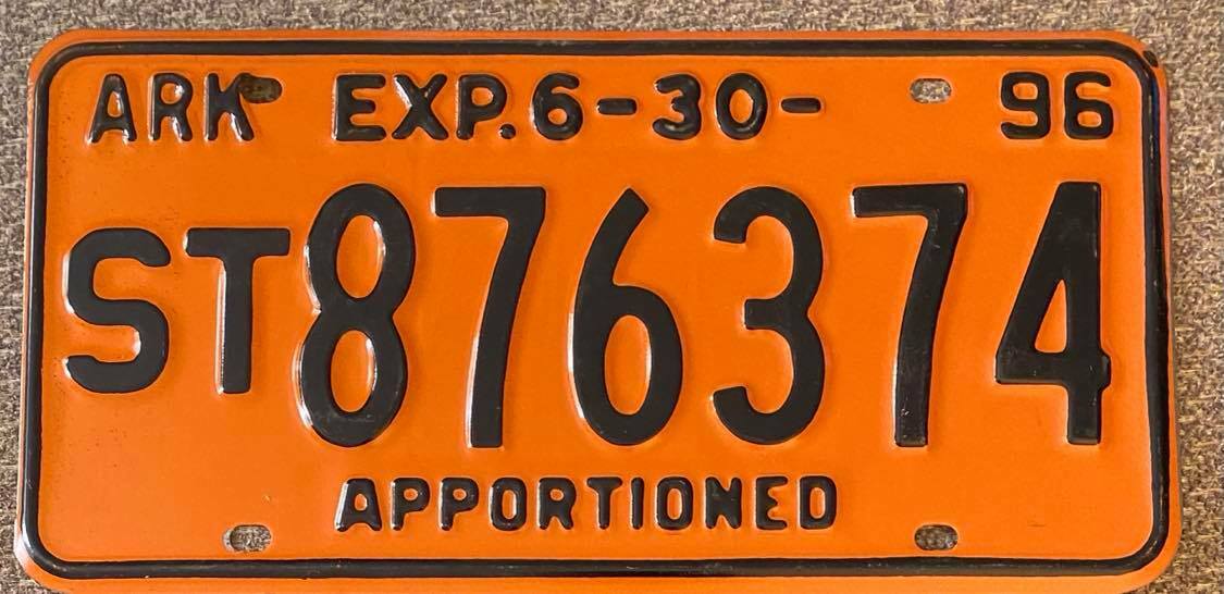 Arkansas 1996 APPORTIONED SEMI TRAILER License Plate ST876374 | eBay