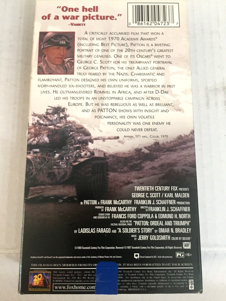 Patton George C. Scott VHS tape Ships Same Day With Tracking | eBay