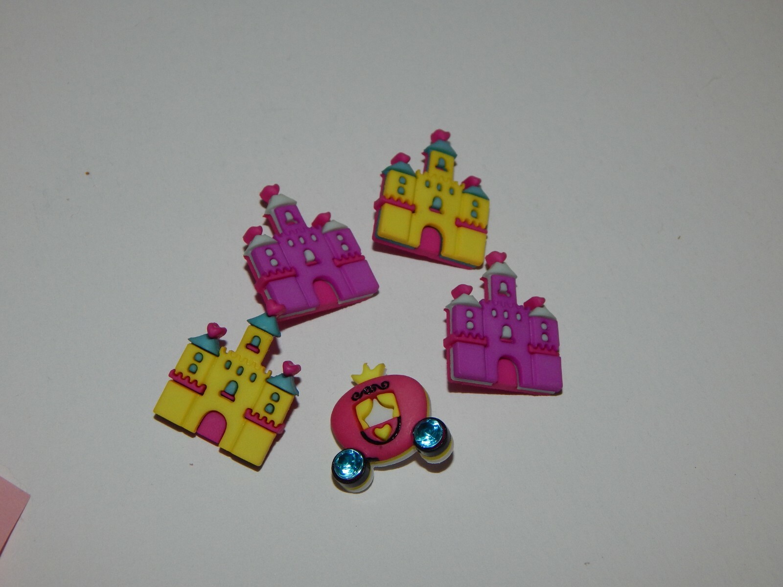 Castle and coach buttons purple and yellow set of 5 decorative buttons ...