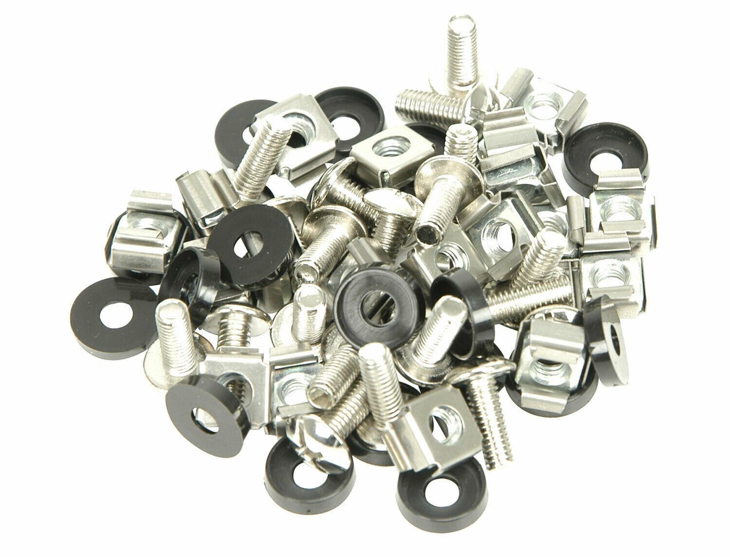 40 PACK SILVER M6 CAGE NUT BOLTS WASHERS FOR 19" RACK MOUNT CABINETS ...