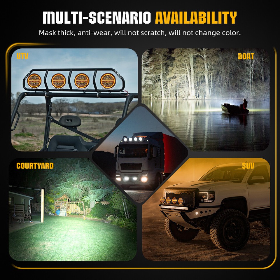 Pair 7" Inch Round off Road Spot Beam LED Driving Lights Dual Color DRL ...