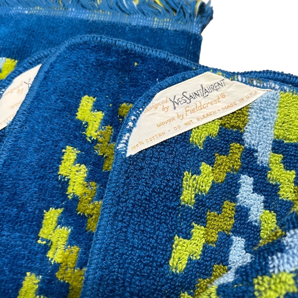 VTG YSL Yves Saint Laurent Blue Retro MCM Terrycloth Fieldcrest 3 Pc ...