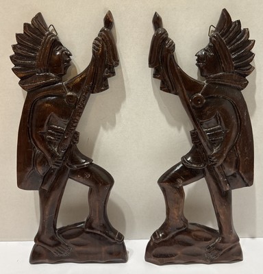 Lot Of 2 El Salvador Hand Carved Wooden Pipil Mayan Nahuatl Indian Wall ...