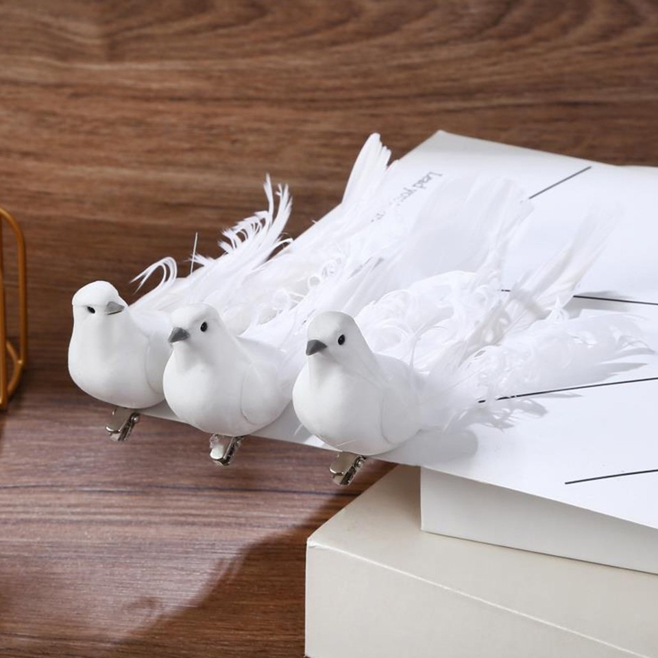 4 Pack Artificial Doves Foam Doves Peace Doves Wedding Decorative ...