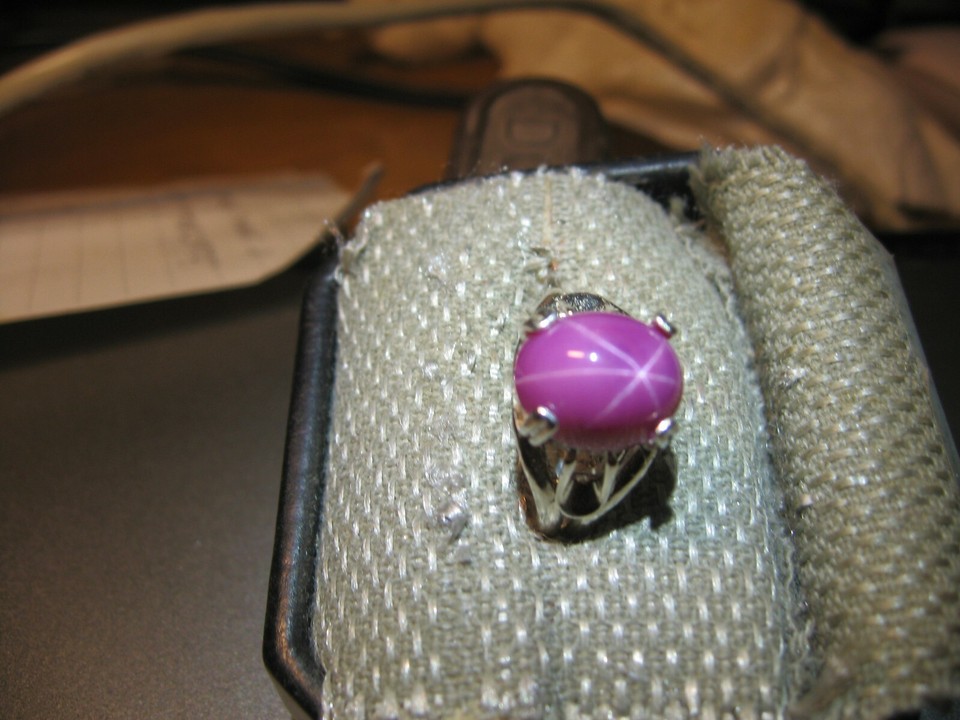 SIGNED 12X10MM CLARET RED LINDE STAR SAPPHIRE RING 925 STERLING SILVER ...