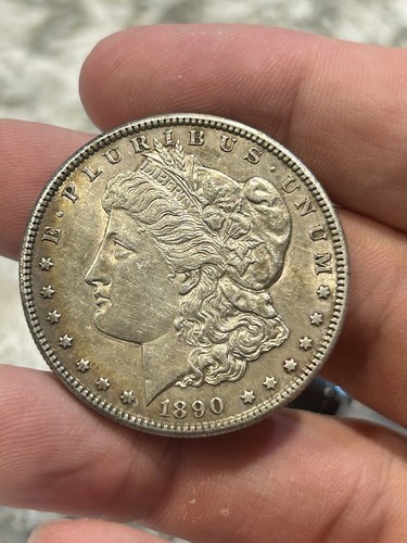 1890-CC $1 Morgan Silver Dollar Looks AU+! Better Date! Nice Eye Appeal ...