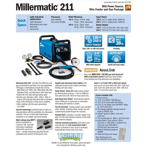 Open Box Miller Millermatic 211 MIG Welder with Advanced Auto-Set ...
