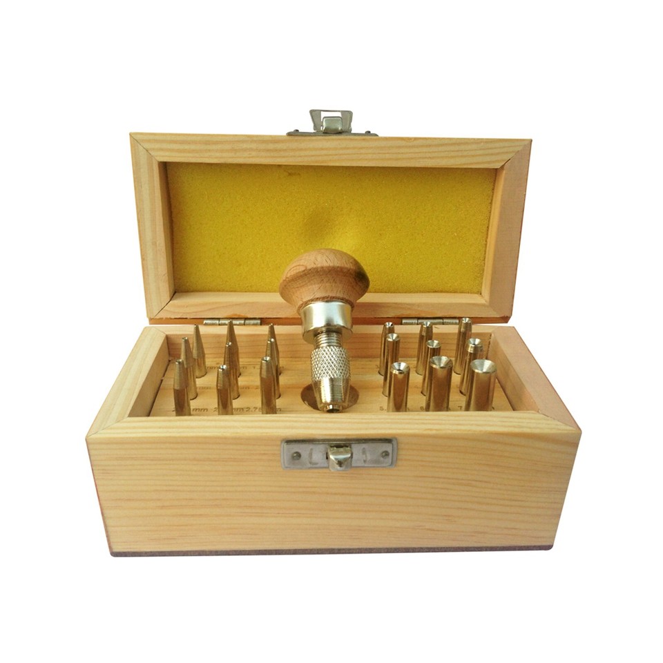 Bezel Setting Tool Punch Set with 18 Punches in Wooden Box Size 0.75mm ...