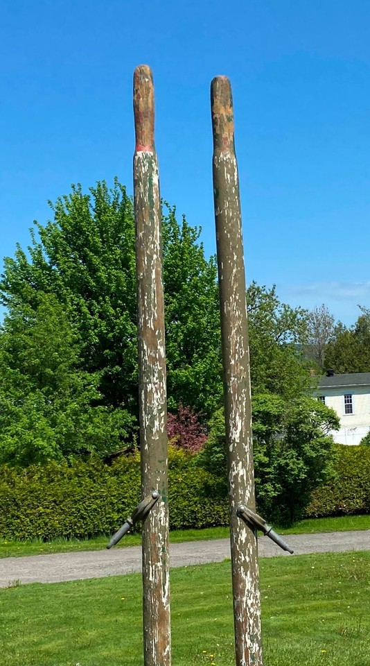 Pair WOODEN WEATHERED OARS 89" Long w/OLD CHIPPED UP PAINT Oar Boat ...