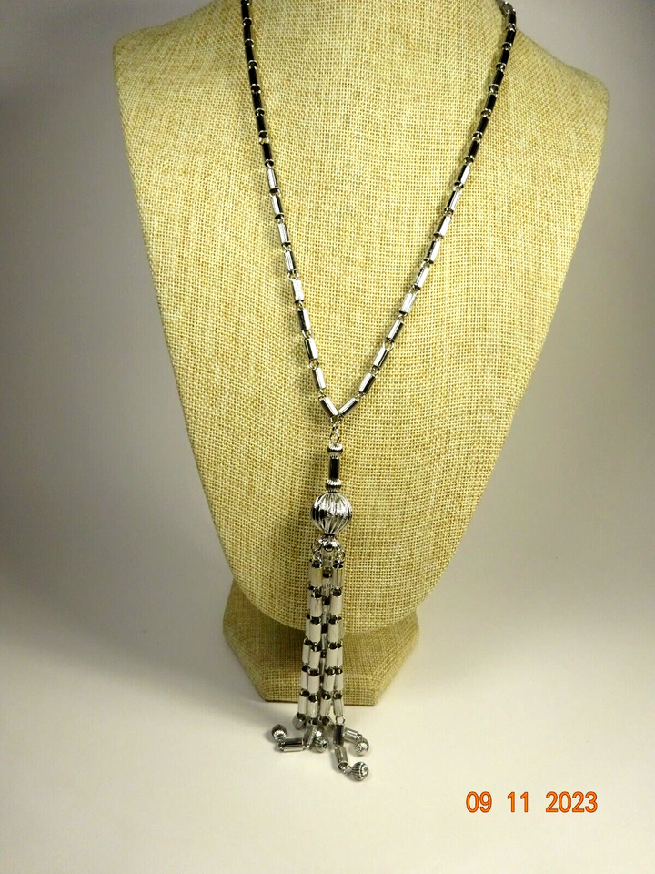 Vintage Y Shape Retro 70s or 80s Silver Tone Bar Link Chain Necklace | eBay