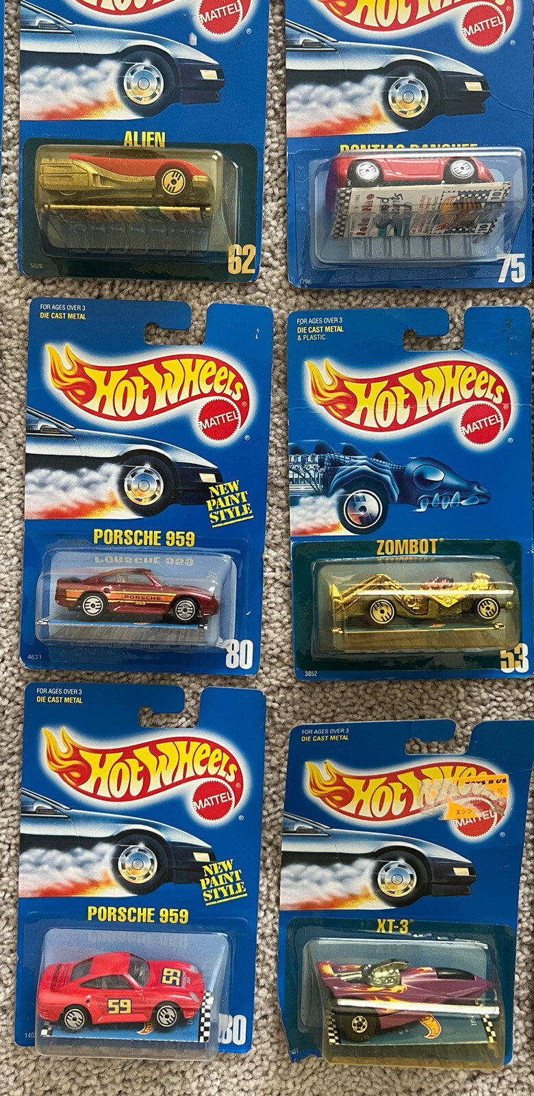 Lot - 71 Vintage 1990 Hot Wheels Blue Card NOC Mix #1 - #99 #100s #200s ...