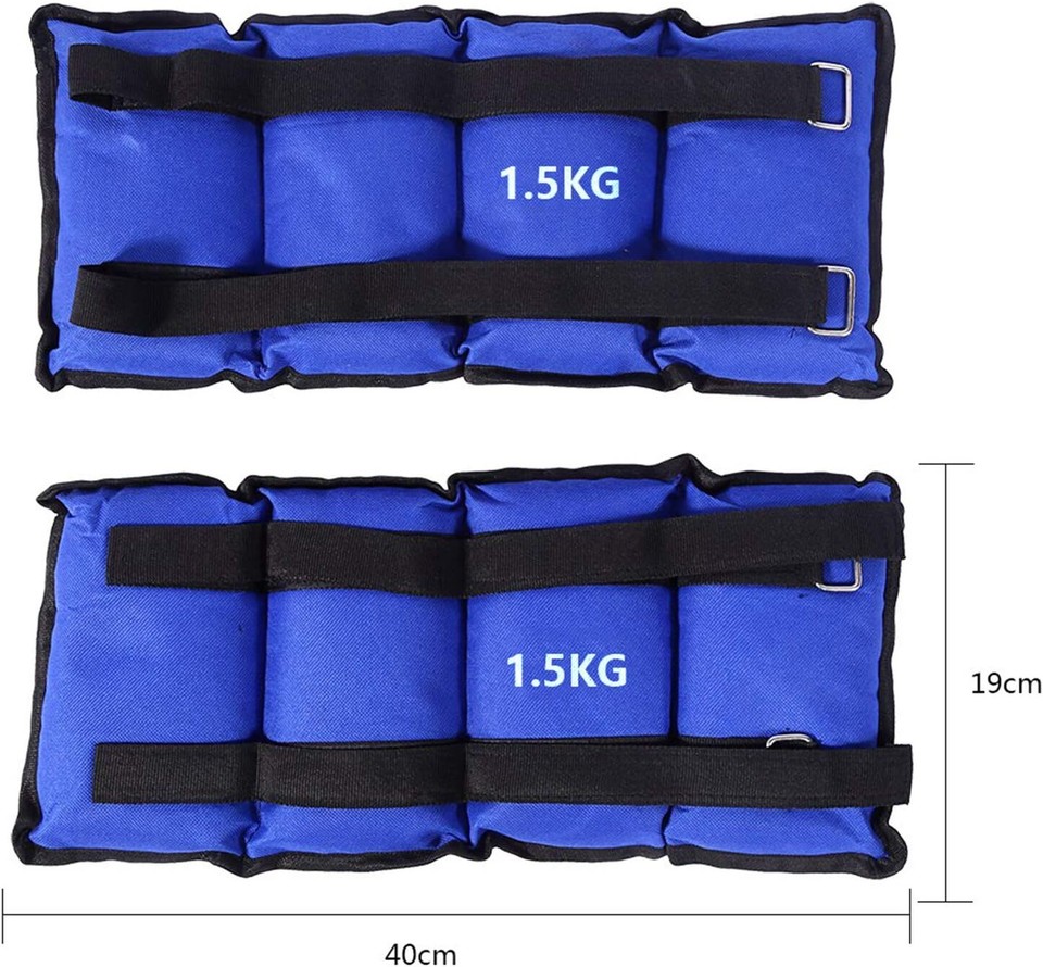 2x1.5KG Ankle Wrist Leg Weights Straps Running Exercise Strength ...