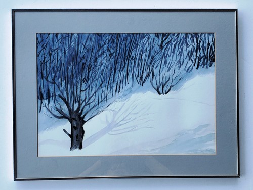 Vintage 1980's Helena Anderson Watercolor Painting Vermont Winter ...