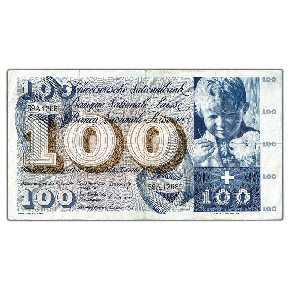 Switzerland 1967 100 Francs Note P #49j - Circulated | eBay