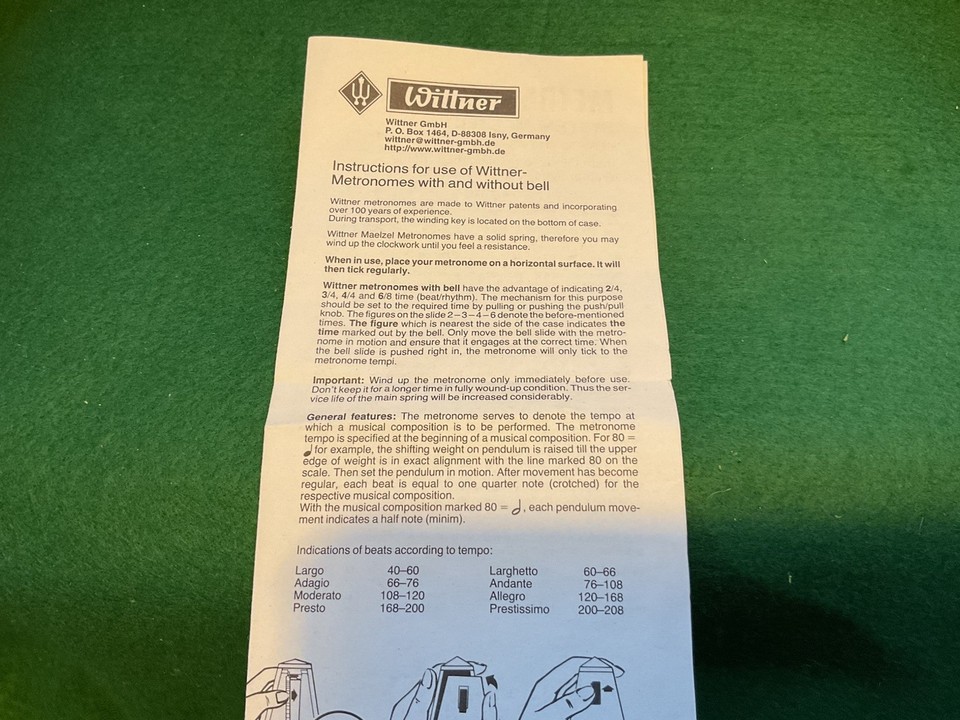 WITTNER. Pyramid Metronome. Plastic wood Effect Case. With Bell. Colour ...