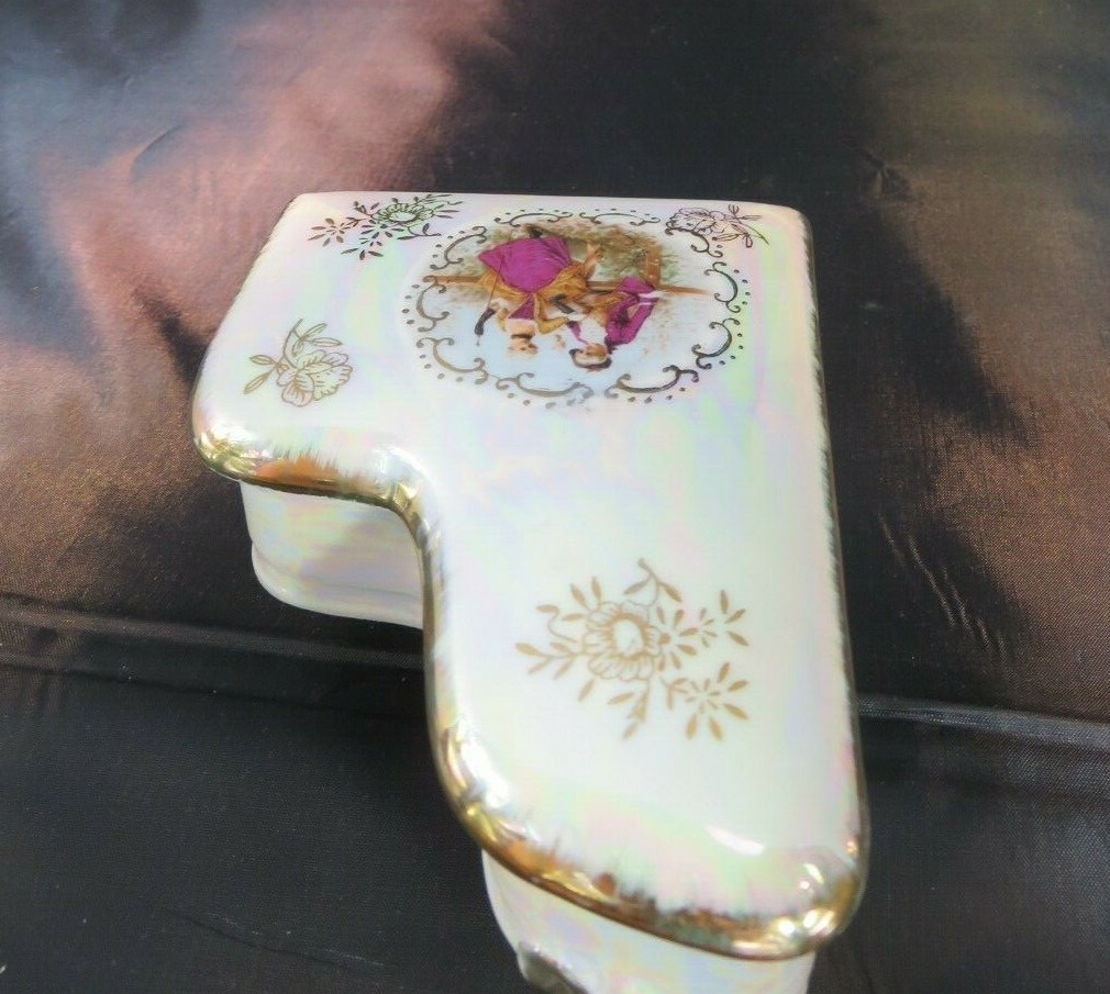 Beautiful ceramic Piano TRINKET JEWELRY BOX Victorian Picture (Empress ...