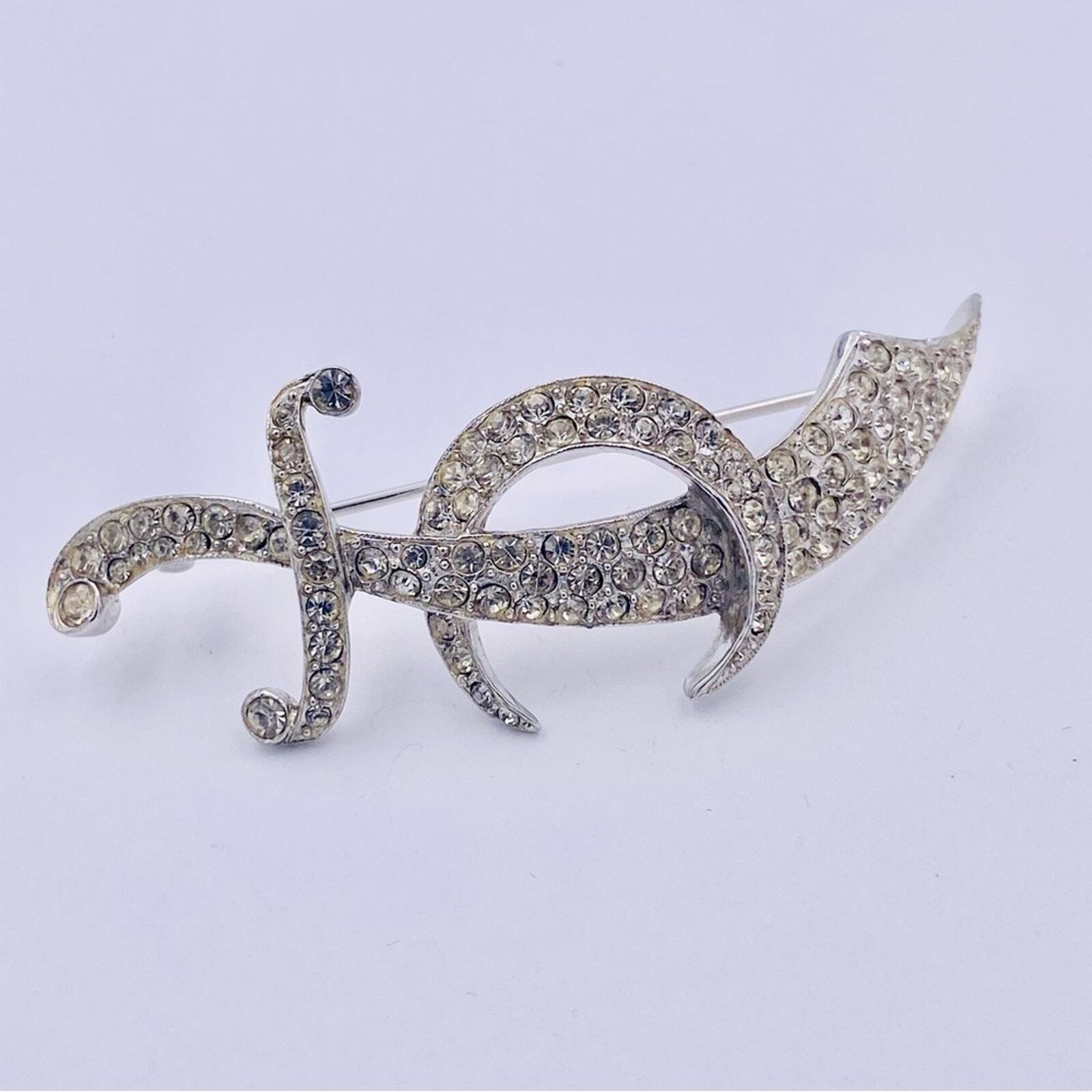 Masonic Shriner Rhinestone Saber Sword Vintage Brooch - Gem