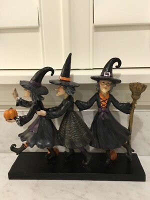 Halloween Trio Witches Dancing Sculpture Figurine Tabletop Decor | eBay