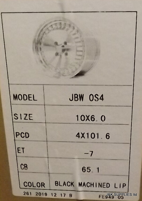 10X6 JBW OS4 ALLOY WHEELS - CAR SET OF 4 - 6x10 -7ET, 4X101.6 - CLASSIC ...