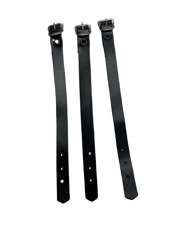 20 Black Leather Luggage Travel Tag Loop Strap ID Tags Silver Buckle 7 ...