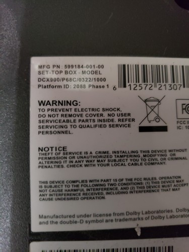 Arris Set Top Box Model : VMS4100/Z216/0712/1000 | eBay