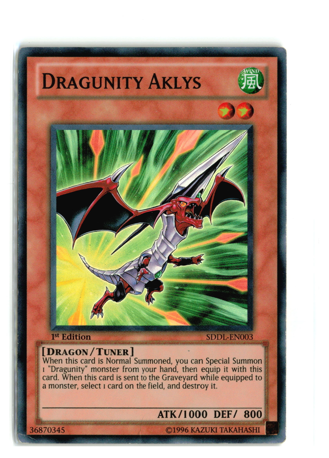 DRAGUNITY AKLYS SDDL-EN003 1st EDITION Yugioh TCG Damaged *READ | eBay