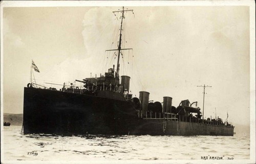 BRITISH NAVY Battleship Military Cruiser Ship HMS "Amazon" RPPC | eBay