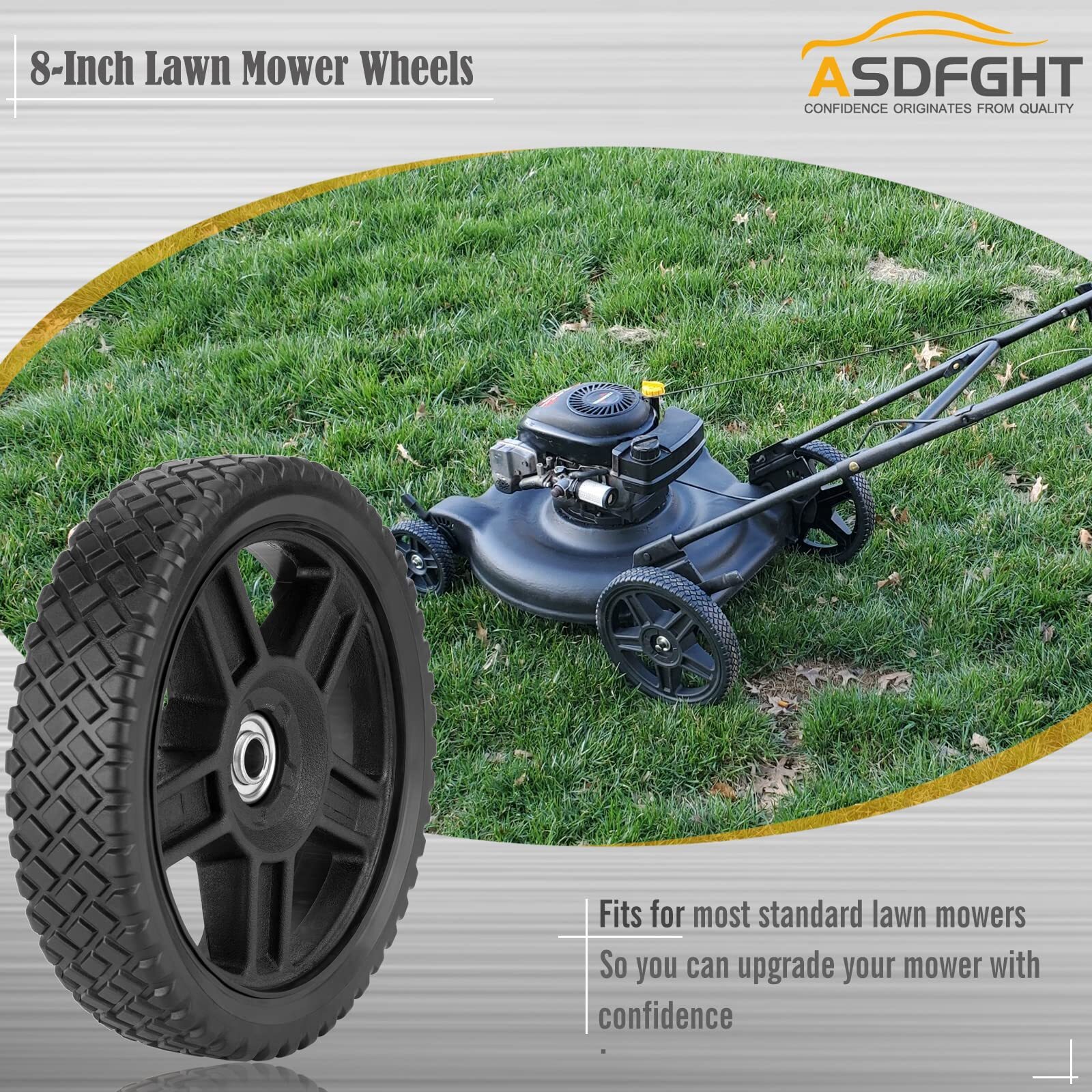 (2-pack) 8-Inch Lawn Mower Wheels Fits Most Standard push Lawn Mowers ...