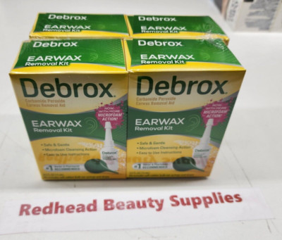 4 Pack) Debrox Earwax Removal Kit w/ Ear Drops + Bulb Syringe NeW ...