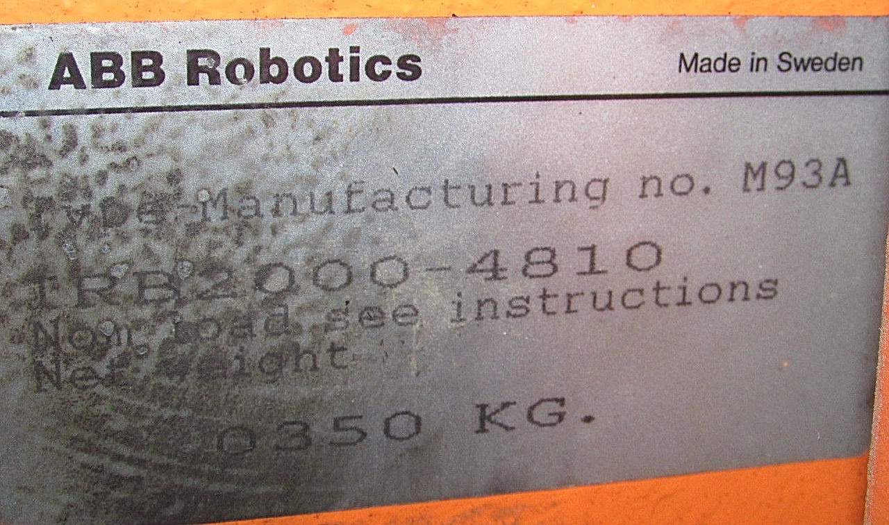 ABB ROBOTICS IRB2000-4810 HANDLING ROBOT ARM W/ AC SERVO MOTOR **XLNT ...