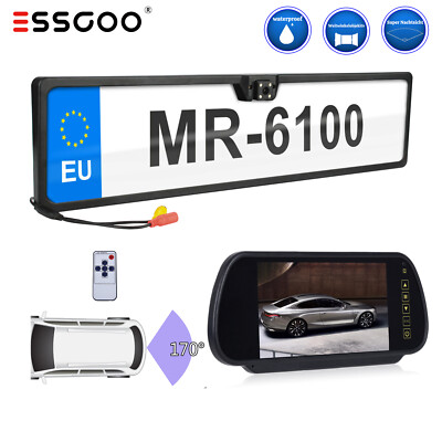 EU Number Plate Camera+Mirror Monitor Wireless Rear View Reversing ...