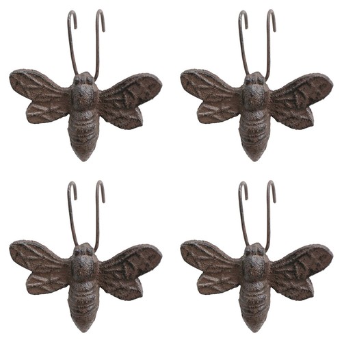 4x Rustic Cast Iron 9.5cm Pot Hanger Bee Ornament Figure Sculpture ...