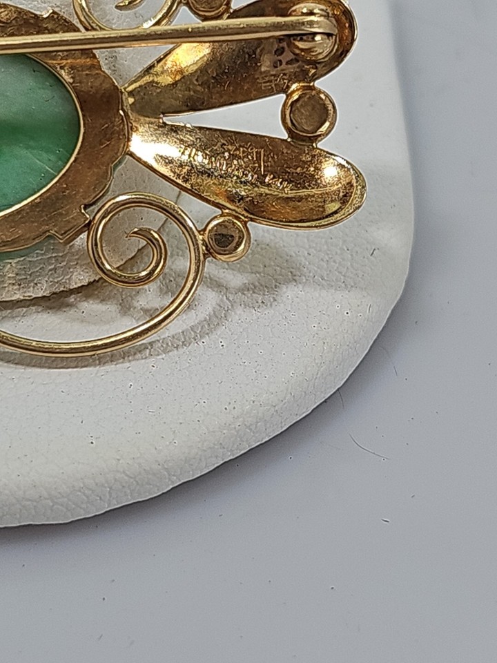 Vintage 14K Gold Hand Carved Jade Pin Brooch Tiffany And Co. | eBay