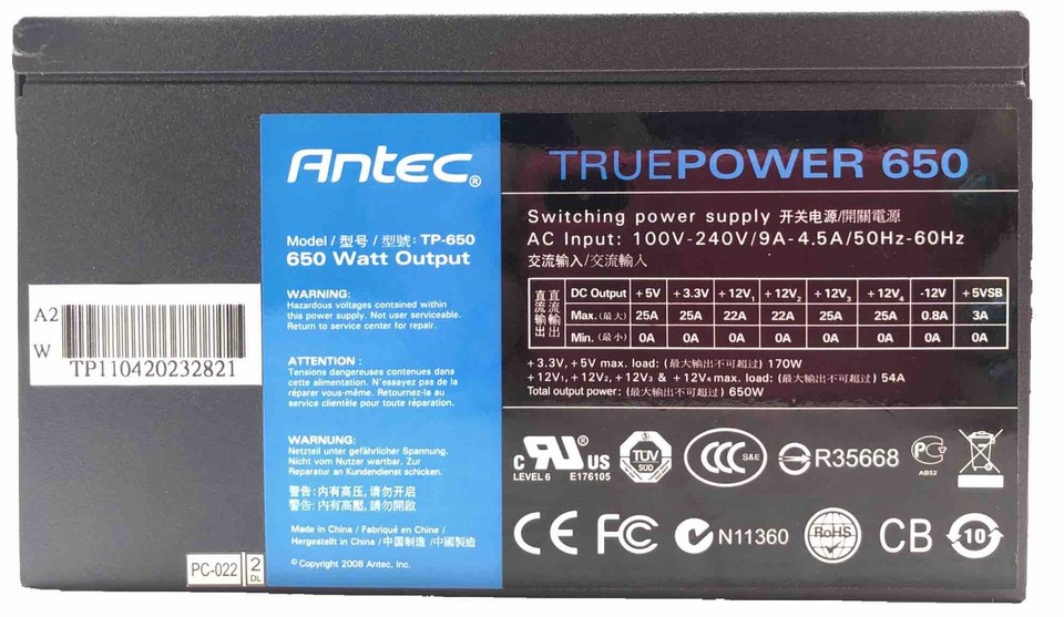 Antec TruePower TP-650 | 650W Semi-Modular ATX Power Supply | 80 ...