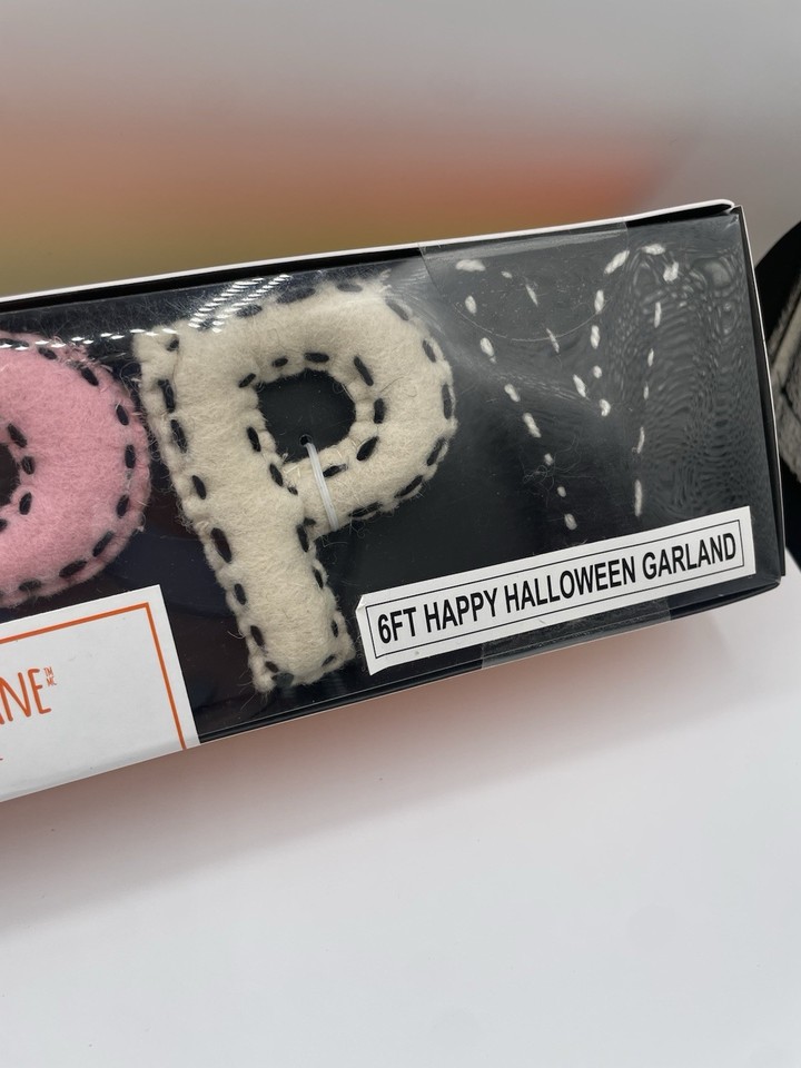 Happy Halloween Black White Pink Felt 6’ Garland Candy Corn Lane New | eBay