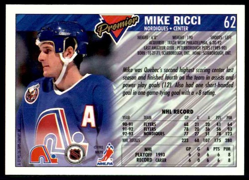 1993-94 OPC PREMIER MIKE RICCI #62 | eBay