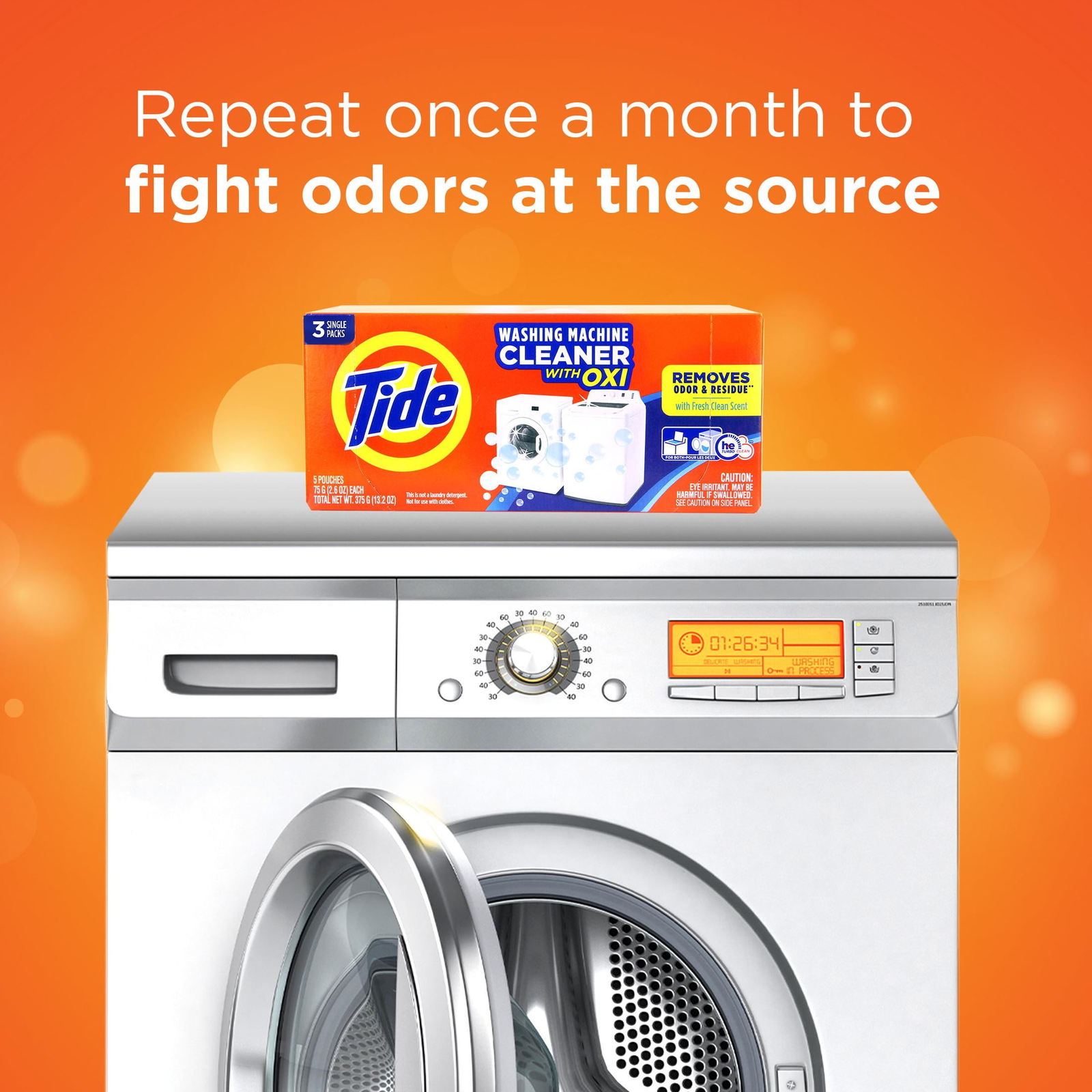 Tide Washing Machine Cleaner with Oxi Powder, Odor Eliminator and ...