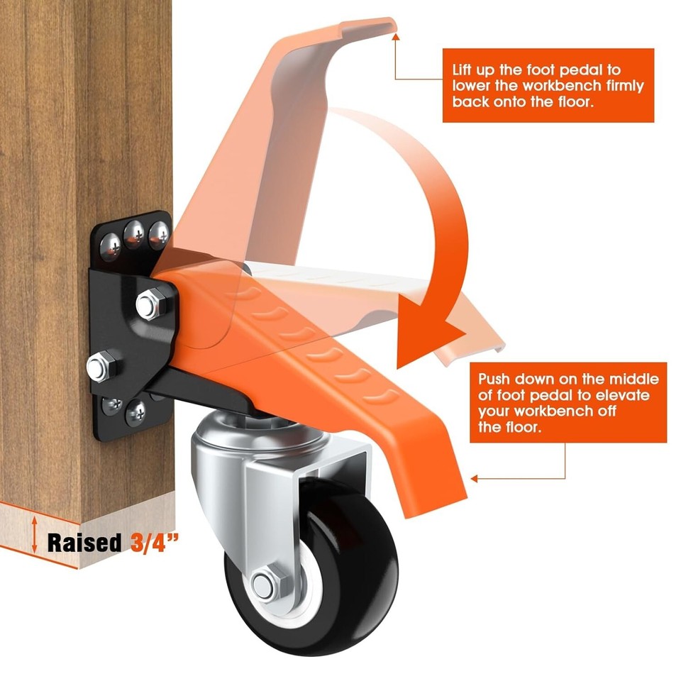 4 PACK Workbench Casters Kit 660Lbs Capacity EXTRA Heavy Duty ...