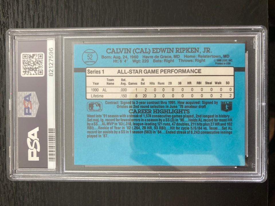 Cal Ripken Jr. 1991 Donruss #52 All-Star PSA 10 Gem Mint | eBay