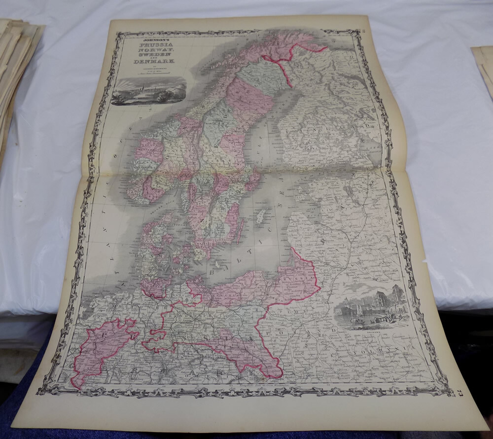 1860 Antique COLOR Map///PRUSSIA, NORWAY, SWEDEN, DENMARK, published by ...