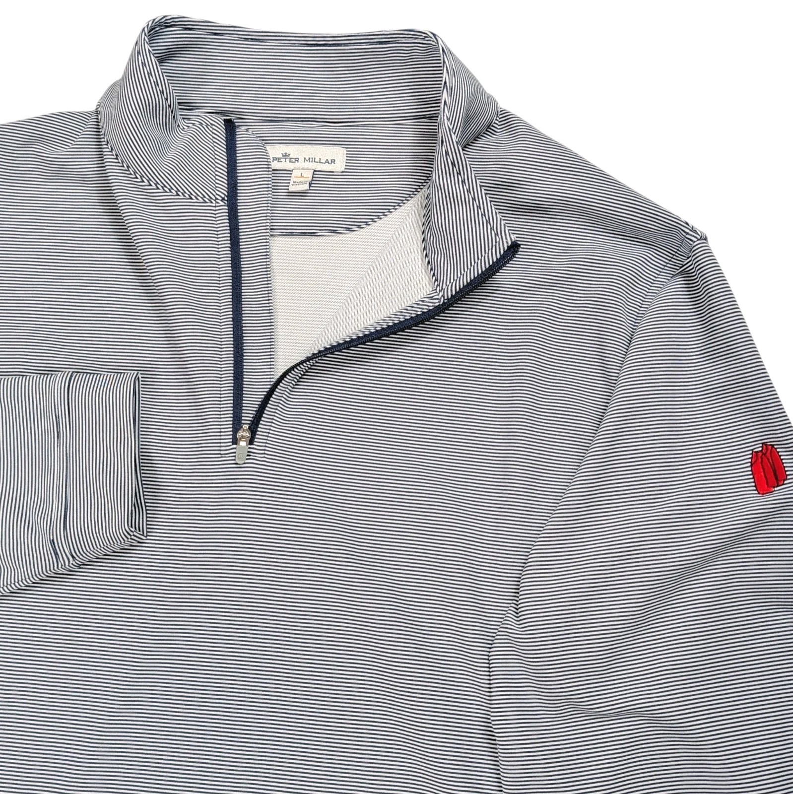 Peter Millar Perth Sugar Stripe 1/4 Zip Men Large Navy/White ...