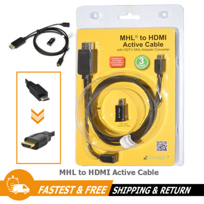MHL Micro USB To HDMI 1080p HD TV 3ft Cable Adapter Converter Android ...