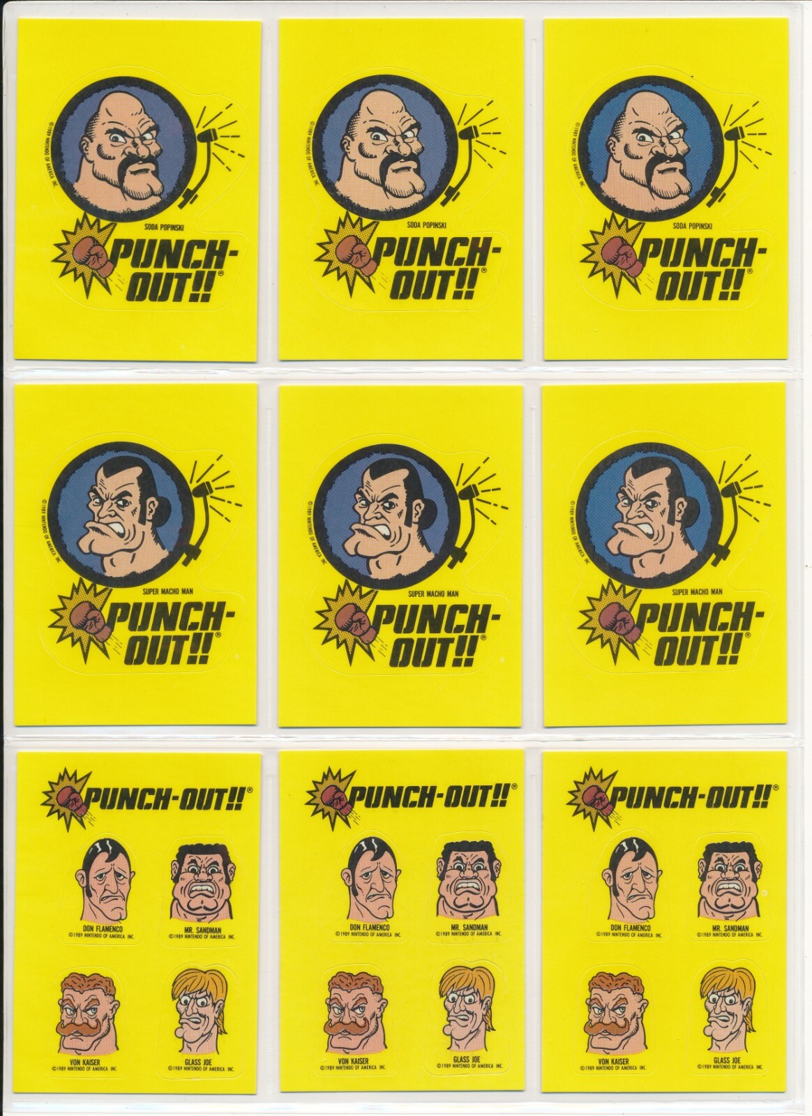 1989 Nintendo Game packs Punch-Out Sticker Mix Chase Card Lot of (9 ...