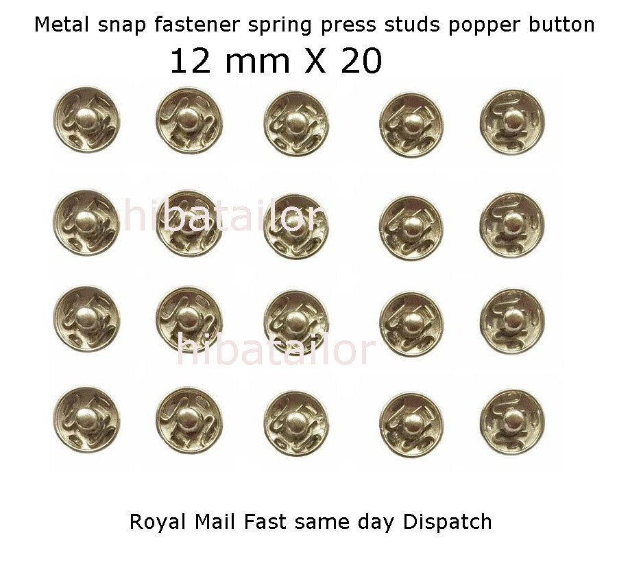 20 Pack Press Studs Poppers Snap Fasteners Sewing Craft Metal Silver ...