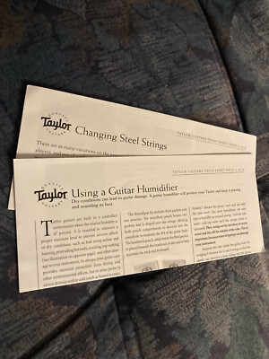 Taylor -changing steel strings +using a guitar humidifier Manual ...