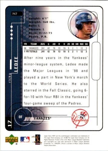 Ricky Ledee 1999 Upper Deck MVP #147 New York Yankees | eBay