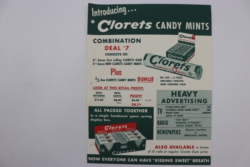 CLORETS CANDY MINTS GUM VINTAGE FOOD ADVERTISING FLYER AD PAGE SHEET | eBay