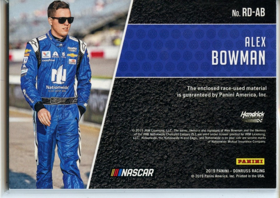 2019 Donruss Racing NASCAR Race Day Relic Race Used TIRE Alex Bowman | eBay