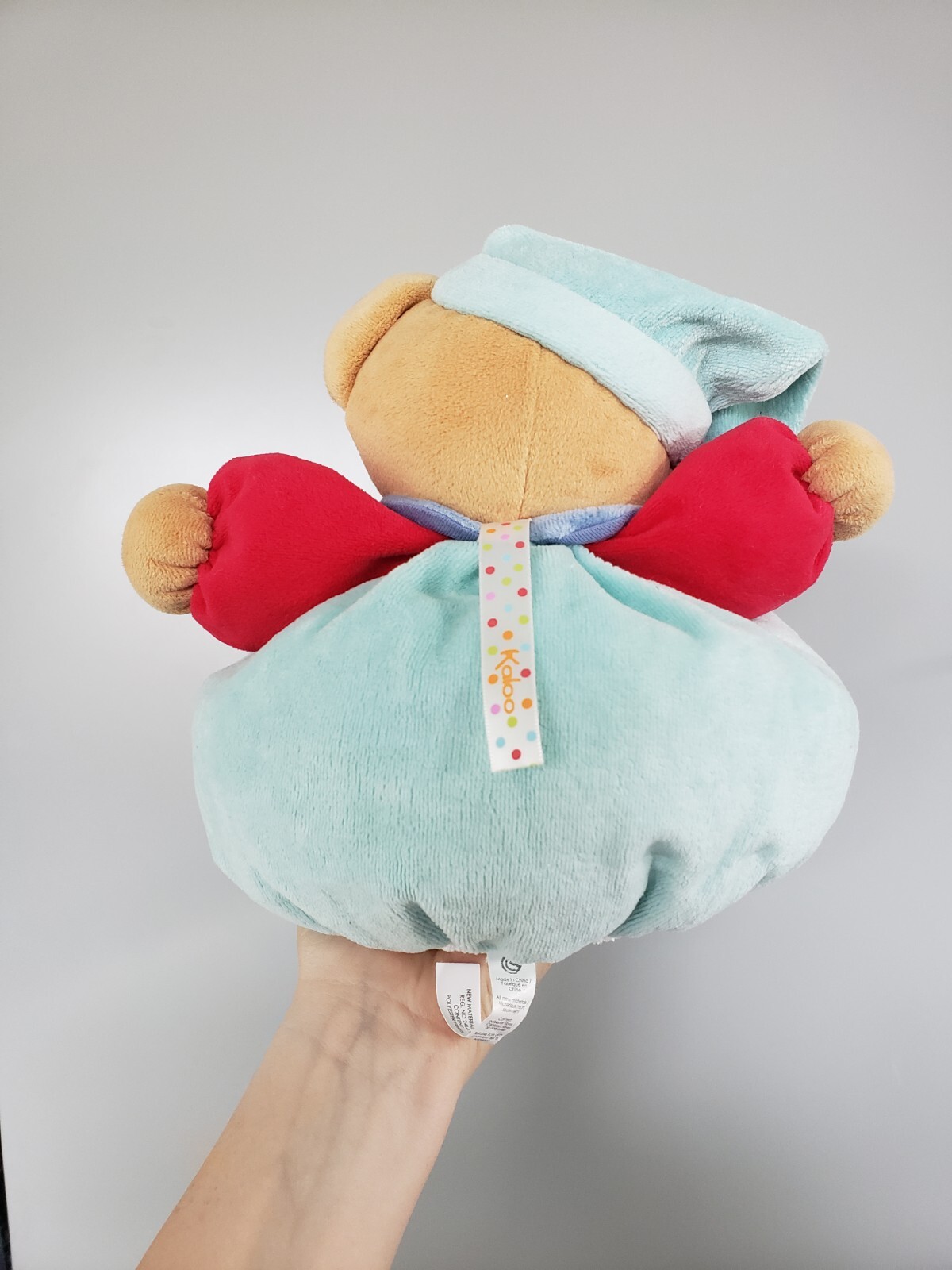 Kaloo Teddy Blue Bear Plush Toy Red Bird Tree Polka Dot Rattle Chubby ...