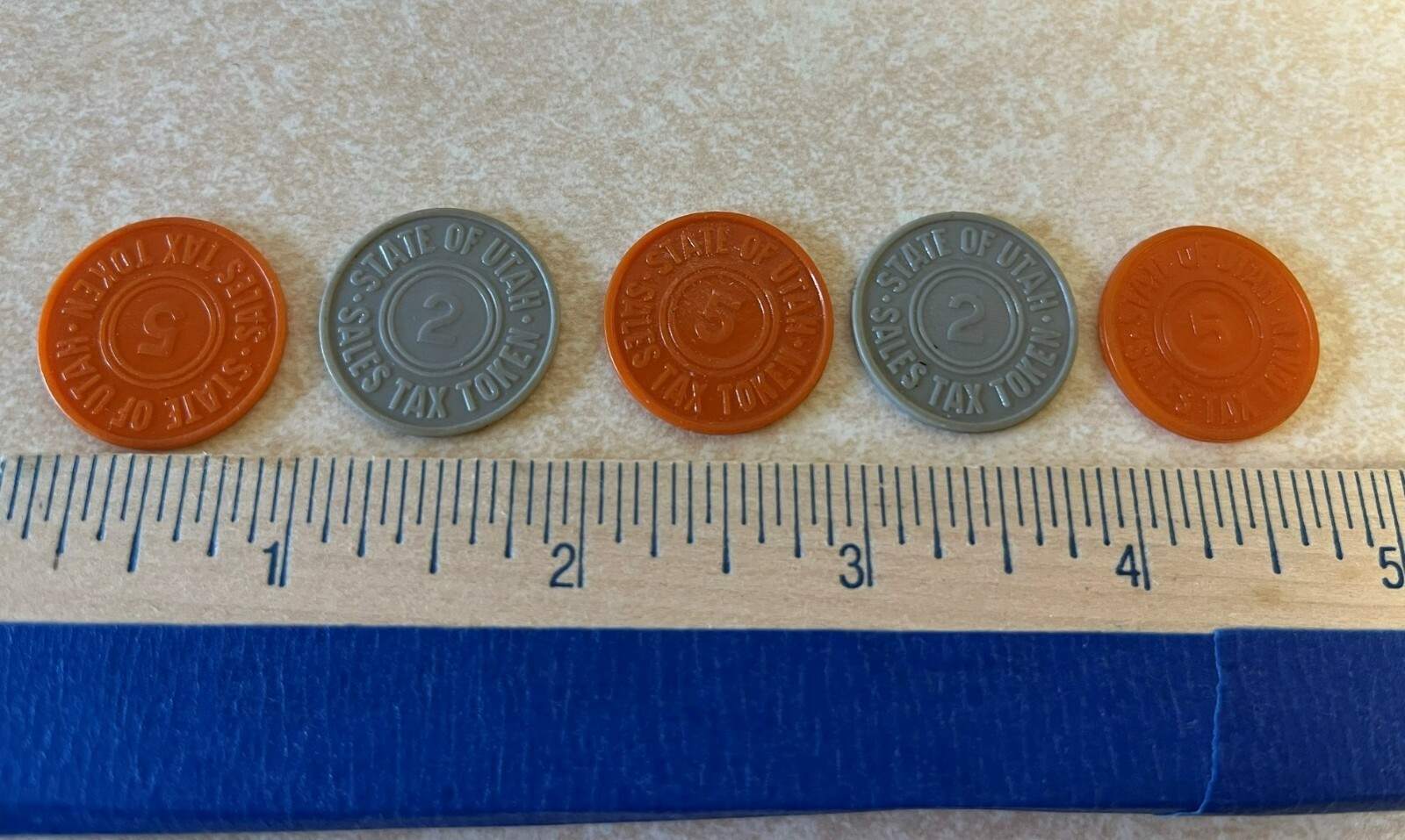 Five State of Utah Sales Tax Tokens - Orange and Gray - Plastic | eBay